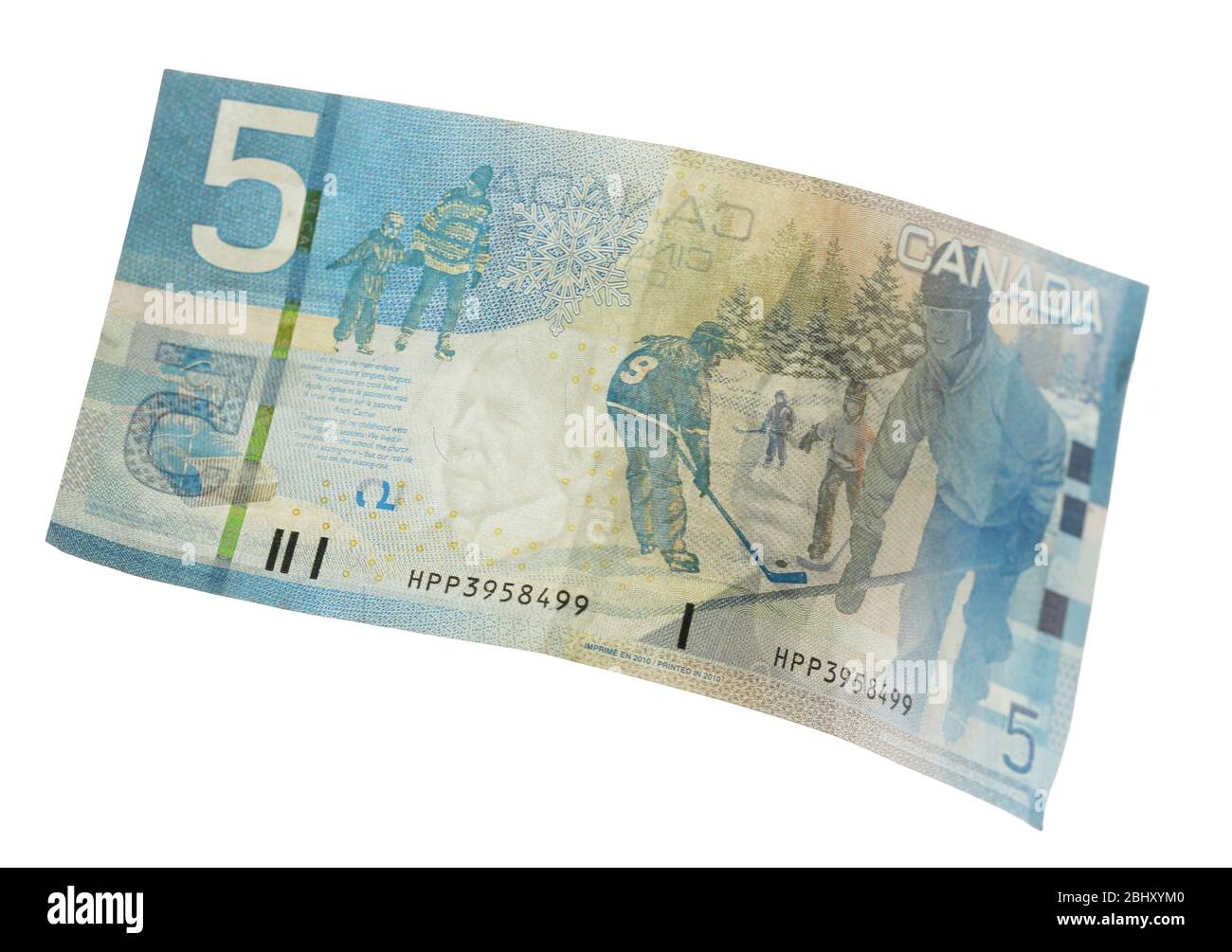 Canadian 5 Dollar, isolated on white Stock Photo - Alamy
