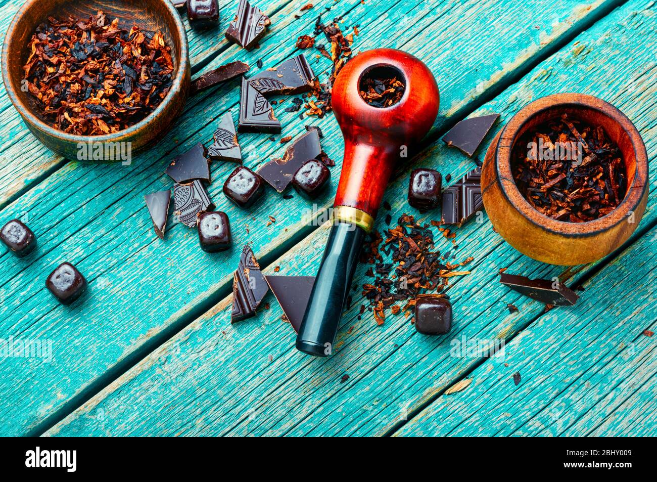 Chocolate tobacco for smoking pipes.Tobacco pipe filled with tobacco ...