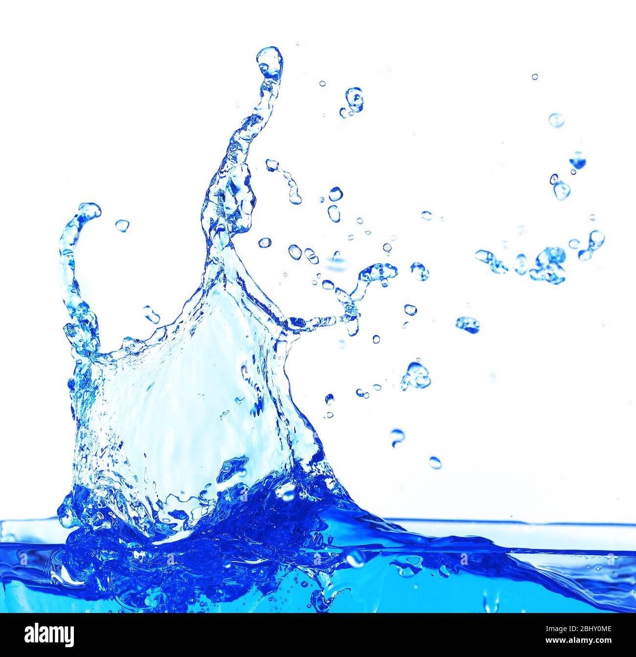 Blue water splashing on light background Stock Photo - Alamy