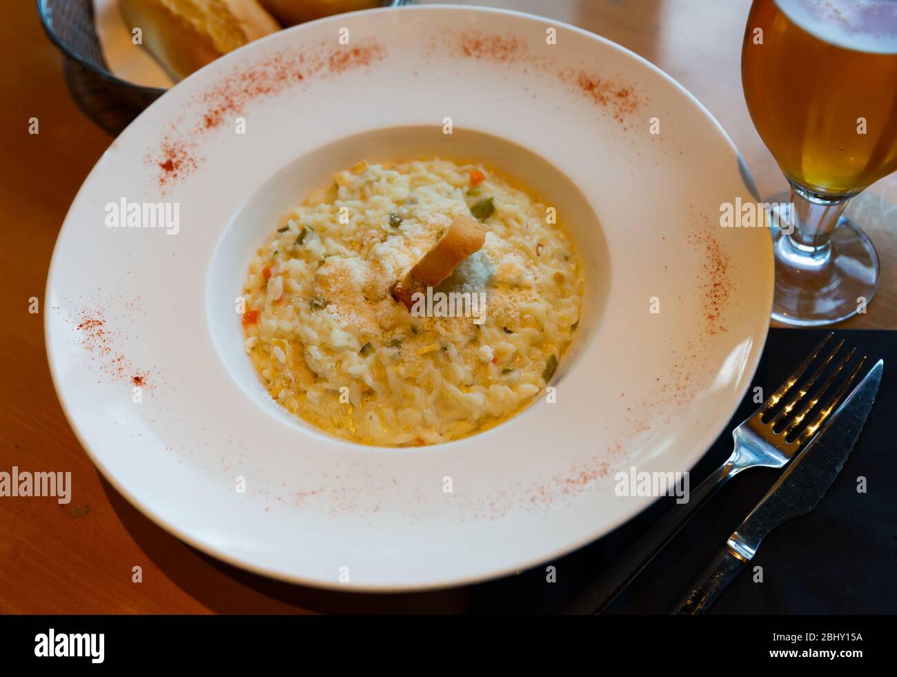 Creamy chicken and vegetable risotto with 4 cheeses and Parmesan Stock ...