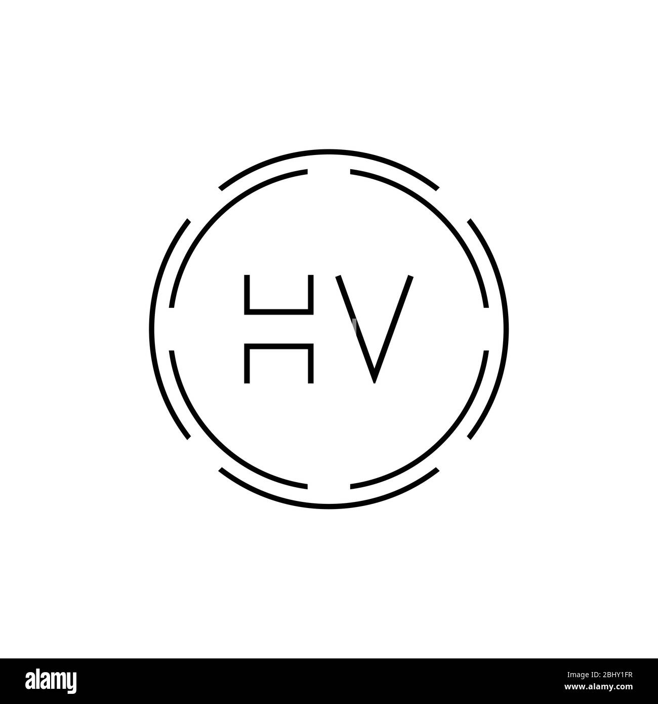 HV Logo Design Vector Template. Initial Circle Letter HV Vector ...