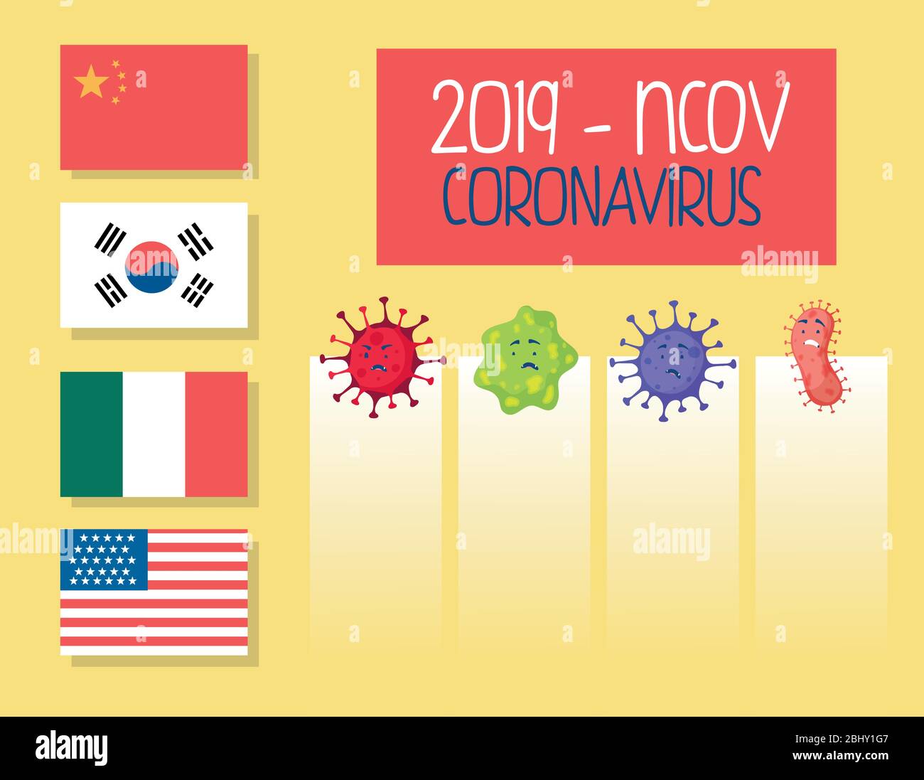 infographics covid19 pandemic with countries flags Stock Vector Image ...