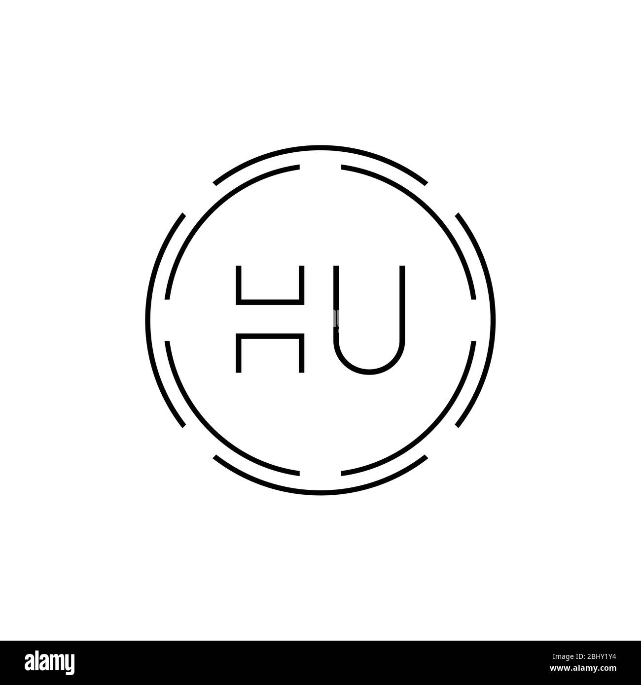 HU Logo Design Vector Template. Initial Circle Letter HU Vector ...