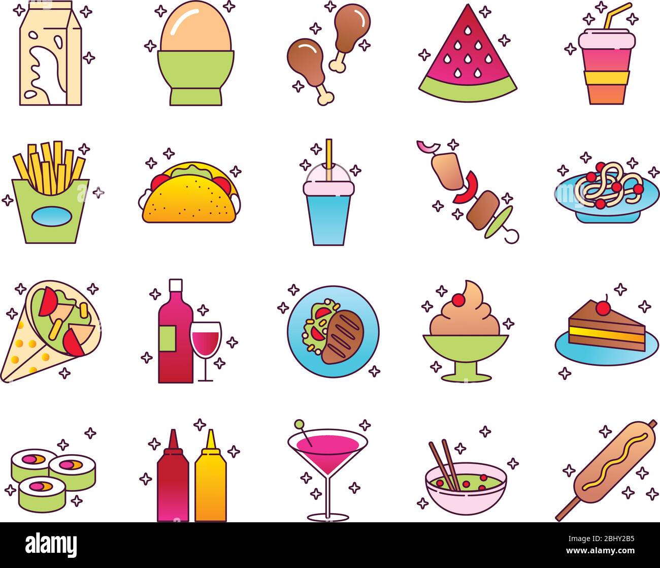 Bundle Of Nutritive Food Set Icons Stock Vector Image And Art Alamy