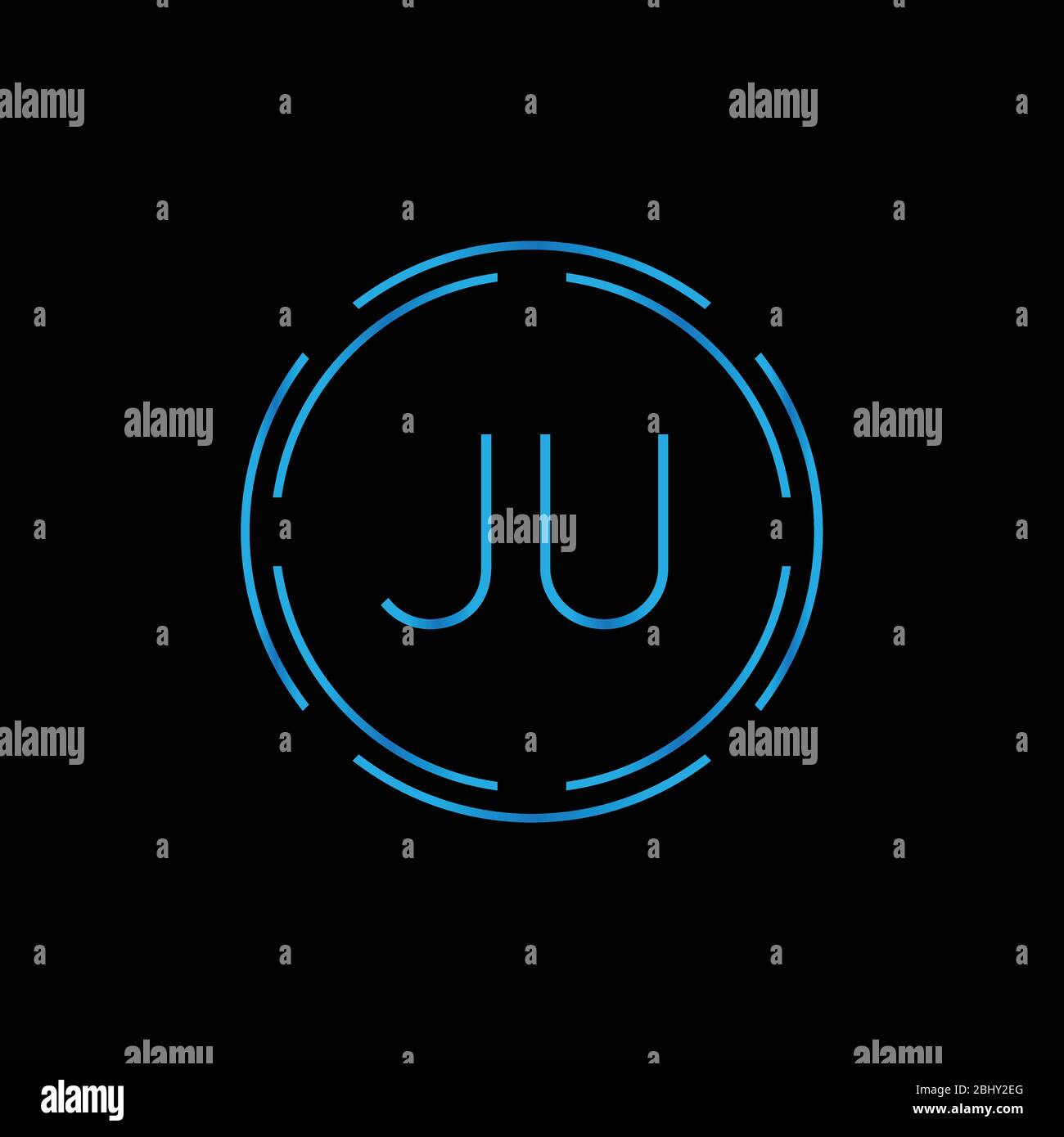 Creative letter JU Logo Design Vector Template. Digital Linked Letter ...