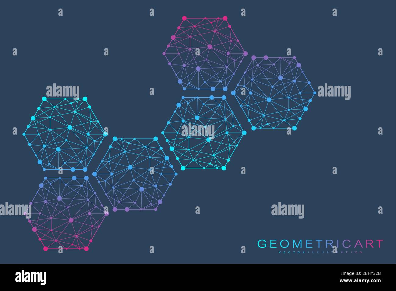 Hexagonal abstract background. Big Data Visualization. Global network connection Stock Vector ...