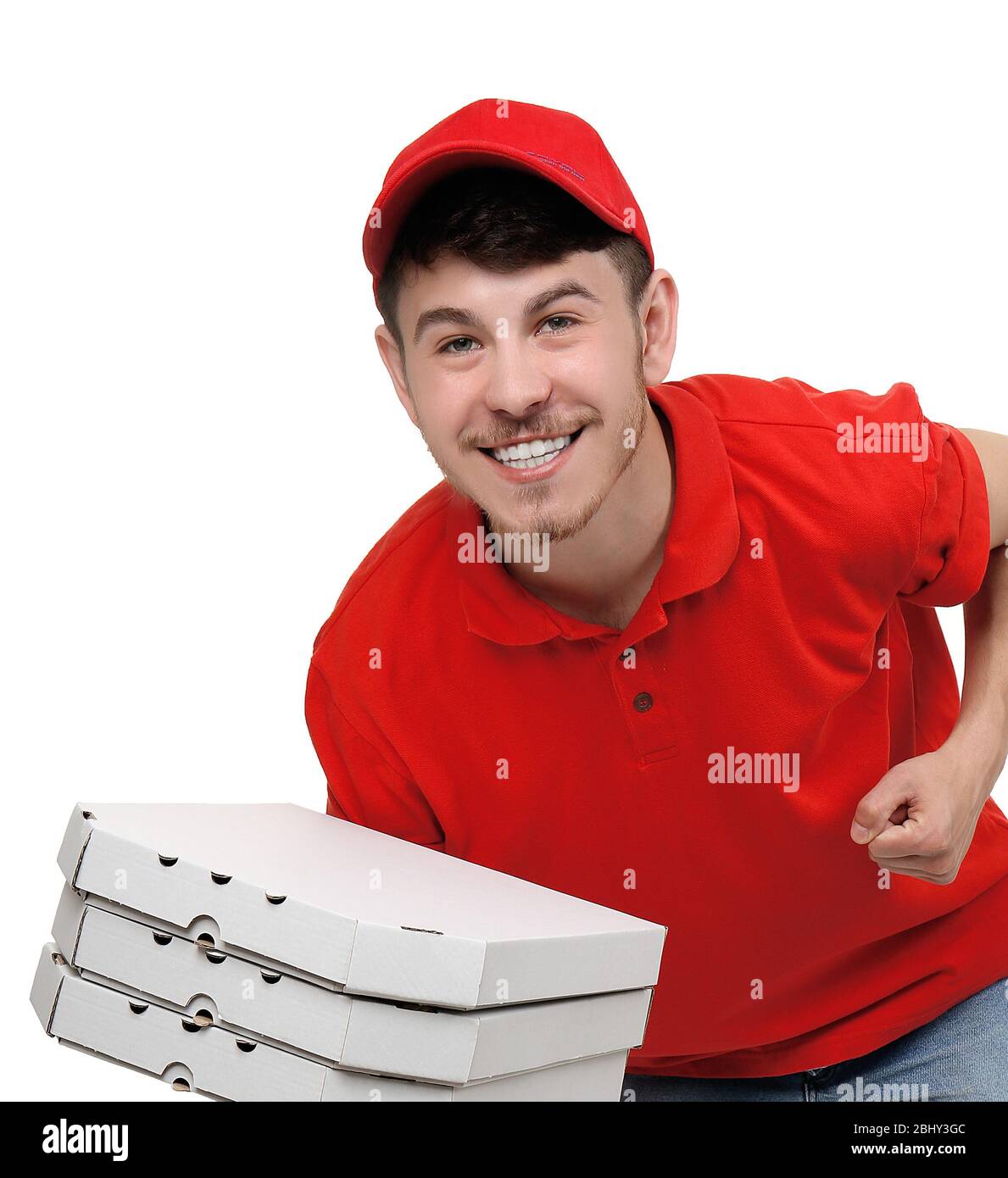 Delivery boy hold box hi-res stock photography and images - Alamy