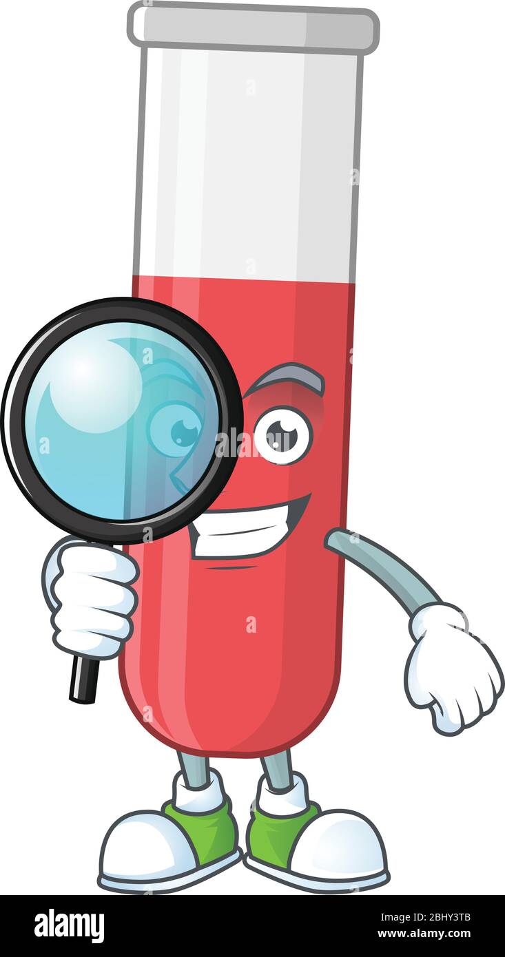 Smart Detective of red test tube cartoon character design concept Stock ...