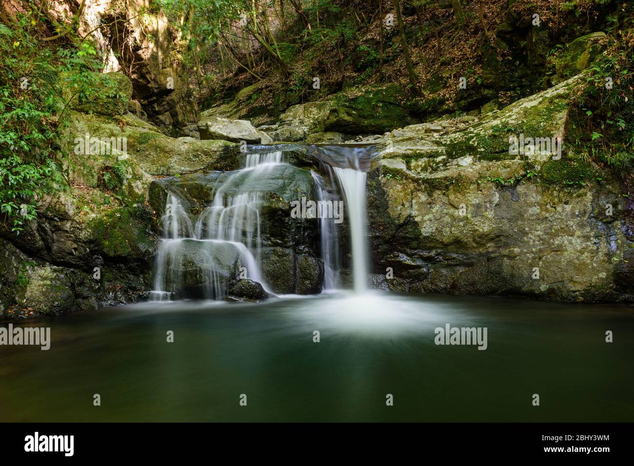 Waterfall cascades at Mt. Inunaki in Izumisano, Osaka Prefecture, Japan ...