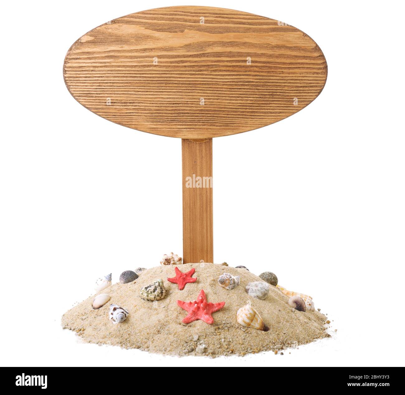 Wooden signboard with sand isolated on white Stock Photo - Alamy