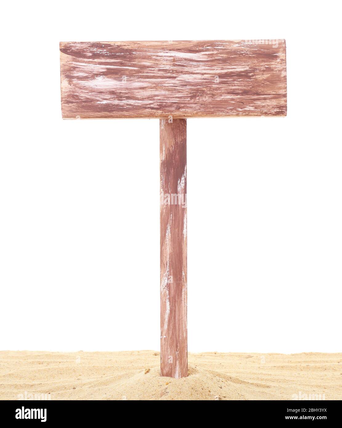 Wooden signboard with sand isolated on white Stock Photo - Alamy