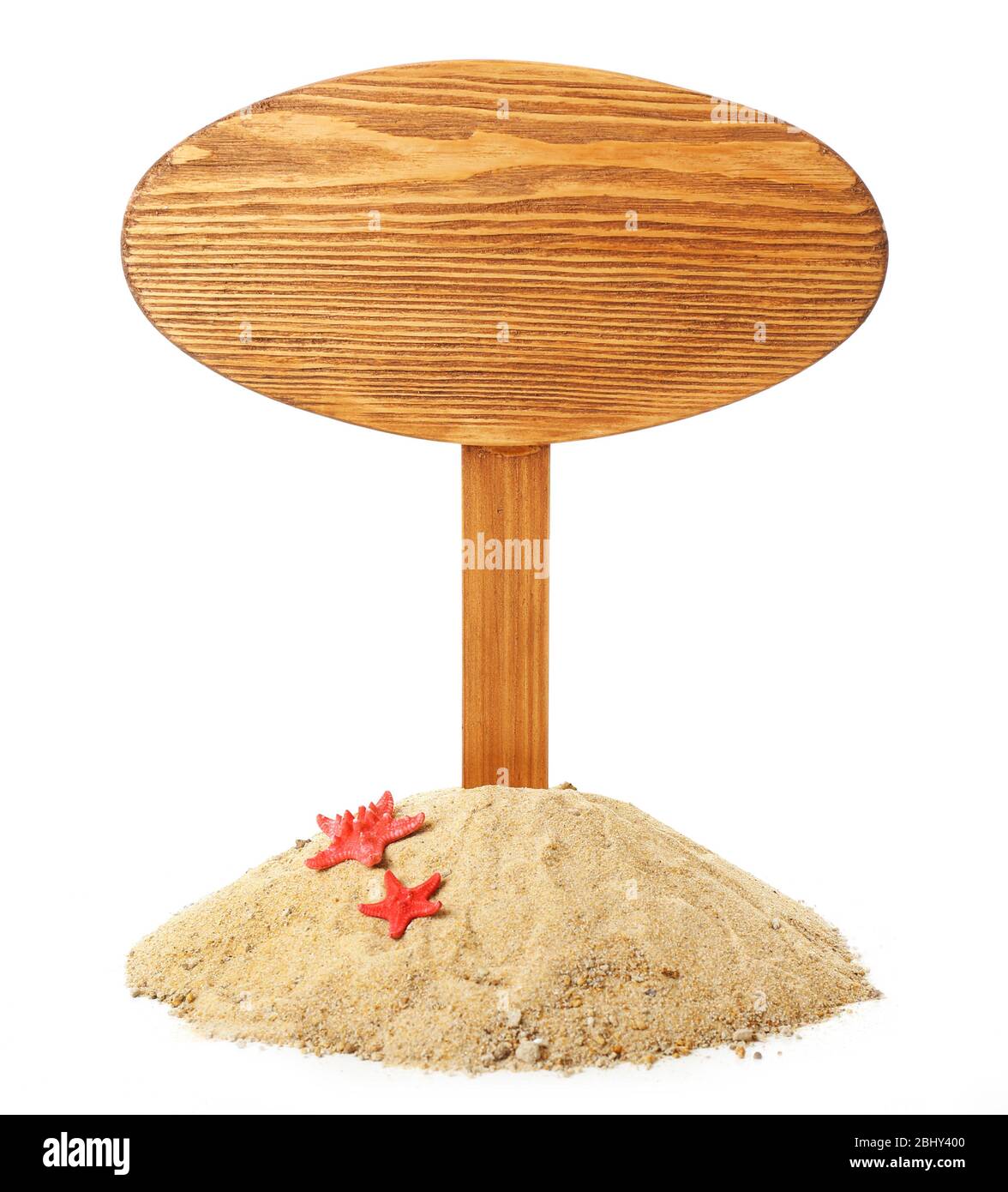 Wooden signboard with sand isolated on white Stock Photo - Alamy