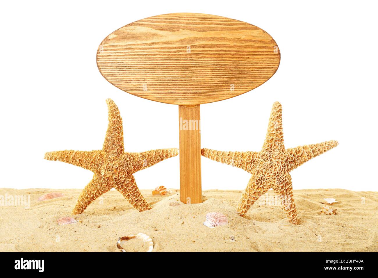 Wooden signboard with sand isolated on white Stock Photo - Alamy