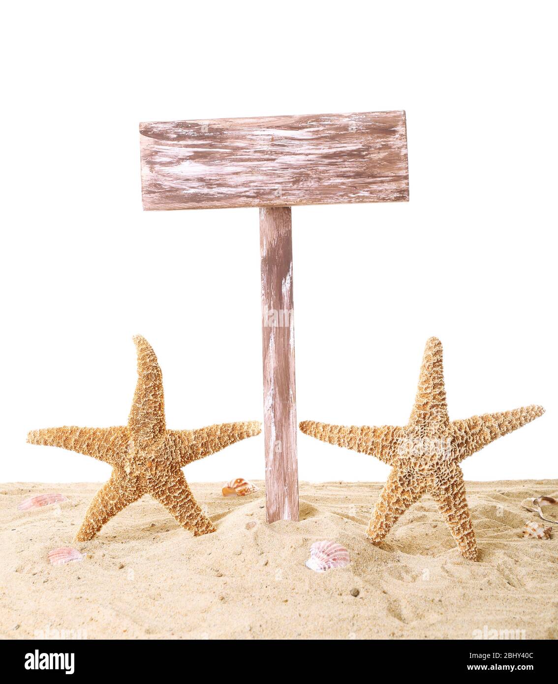 Wooden signboard with sand isolated on white Stock Photo - Alamy