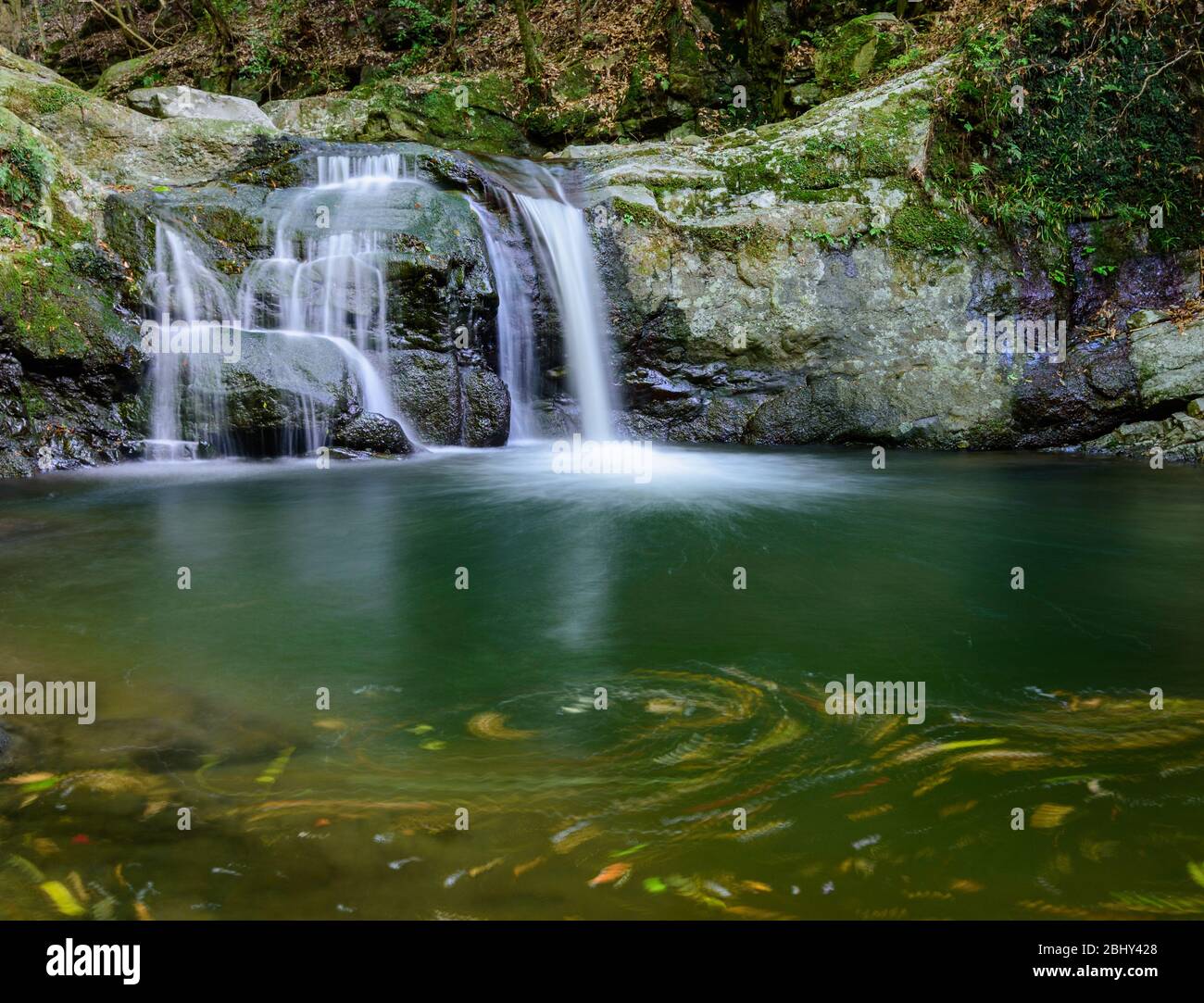 Waterfall cascades at Mt. Inunaki in Izumisano, Osaka Prefecture, Japan ...