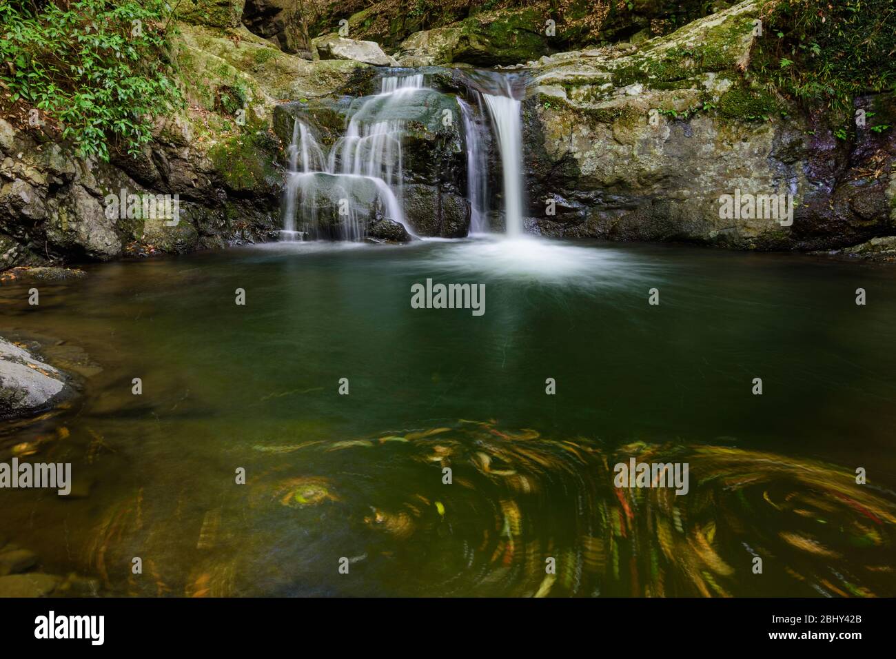 Waterfall cascades at Mt. Inunaki in Izumisano, Osaka Prefecture, Japan ...