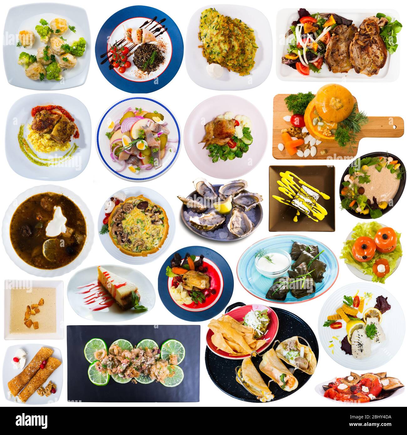 Set of various types of dishes isolated on white background Stock Photo ...