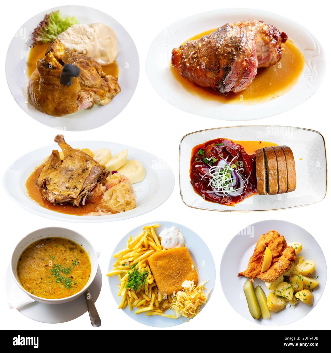 Set of traditional Czech meals isolated on white background. Concept of ...