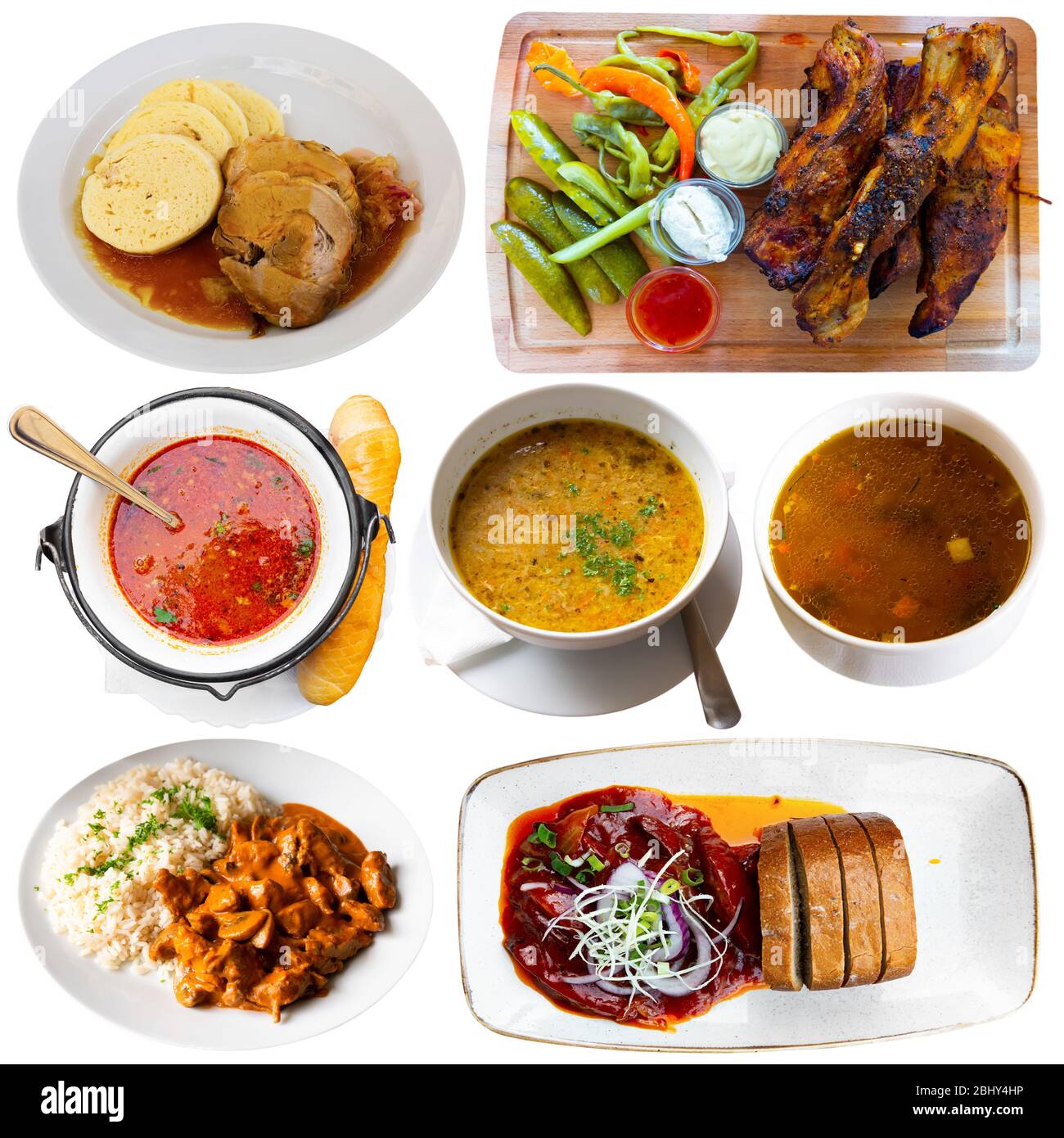 Collection of various traditional dishes from Czech cuisine isolated on ...