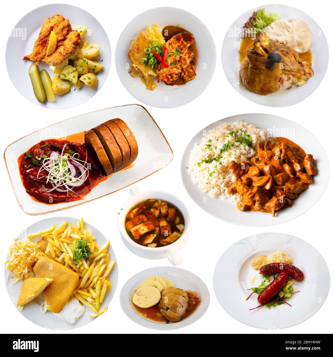 Set of traditional Czech meals isolated on white background. Concept of ...