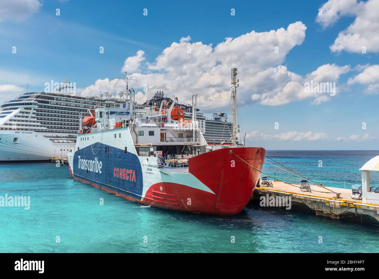 Cozumel, Mexico - April 24, 2019: Passenger/Ro-Ro Cargo Ship Bahia Del ...