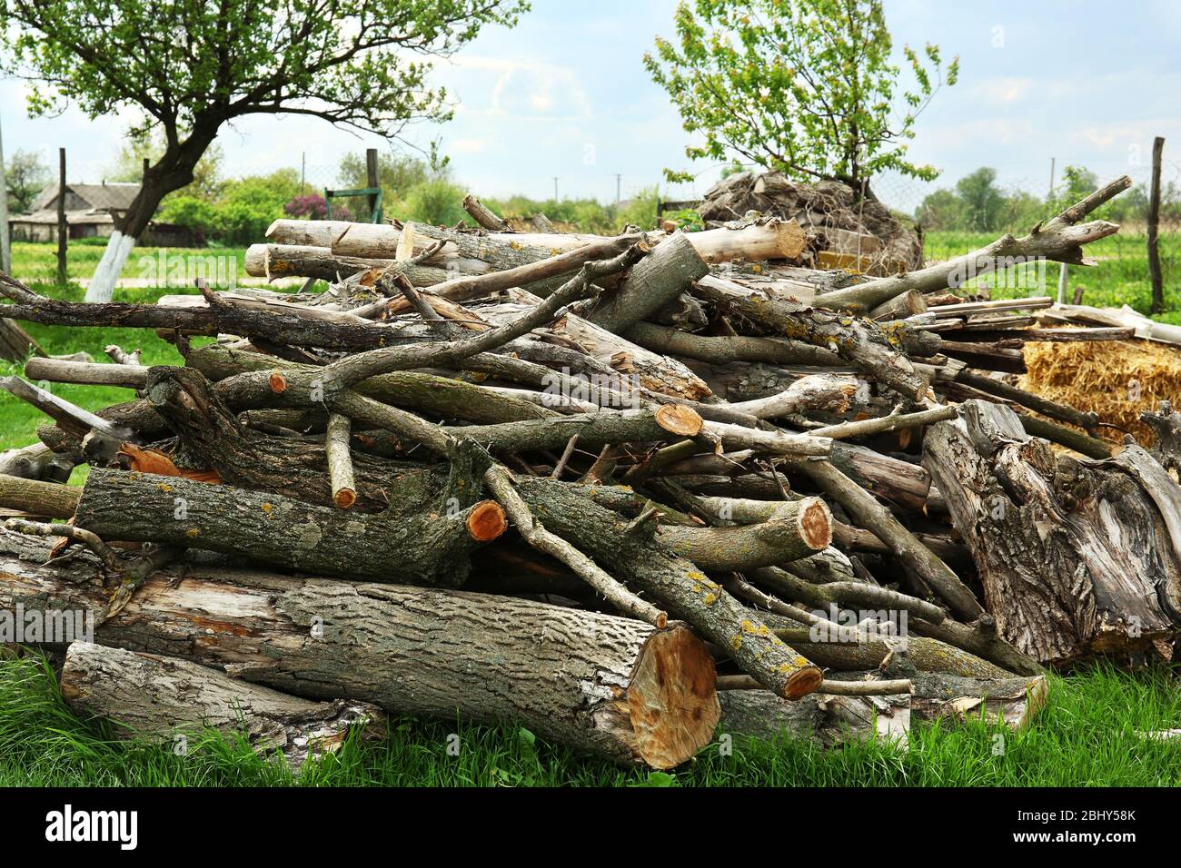 Pile of firewood, outdoors Stock Photo - Alamy