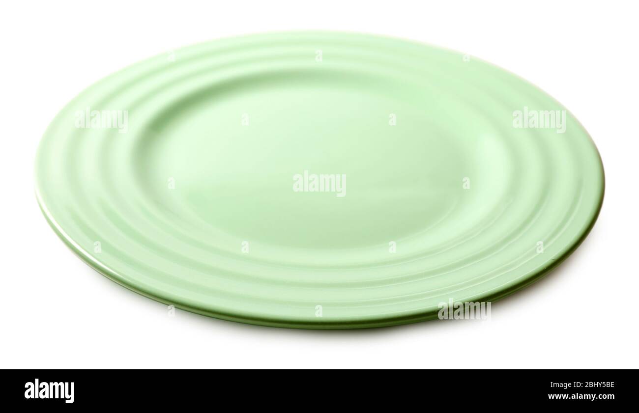 Empty colorful plate isolated on white Stock Photo - Alamy