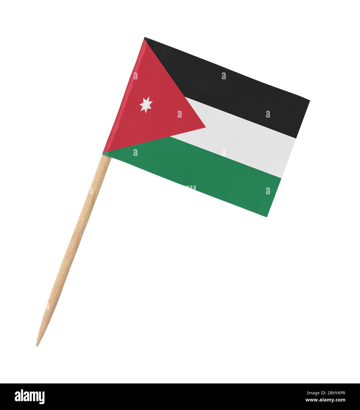 Small paper Jordanian flag on wooden stick, isolated on white Stock ...