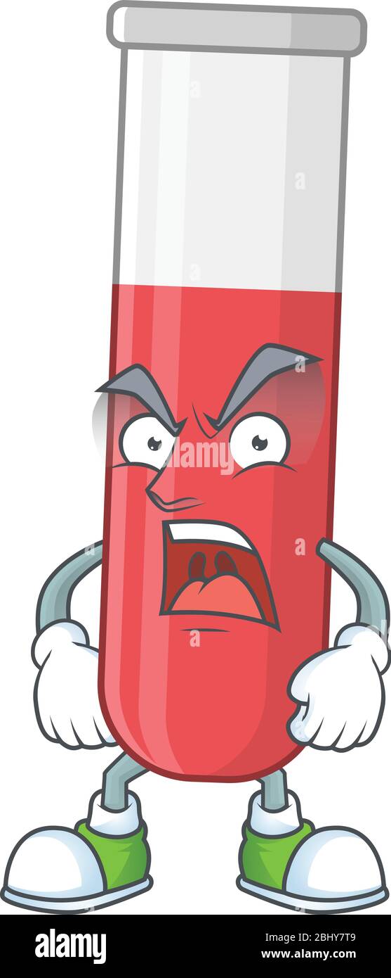 Red test tube cartoon character design with mad face Stock Vector Image ...