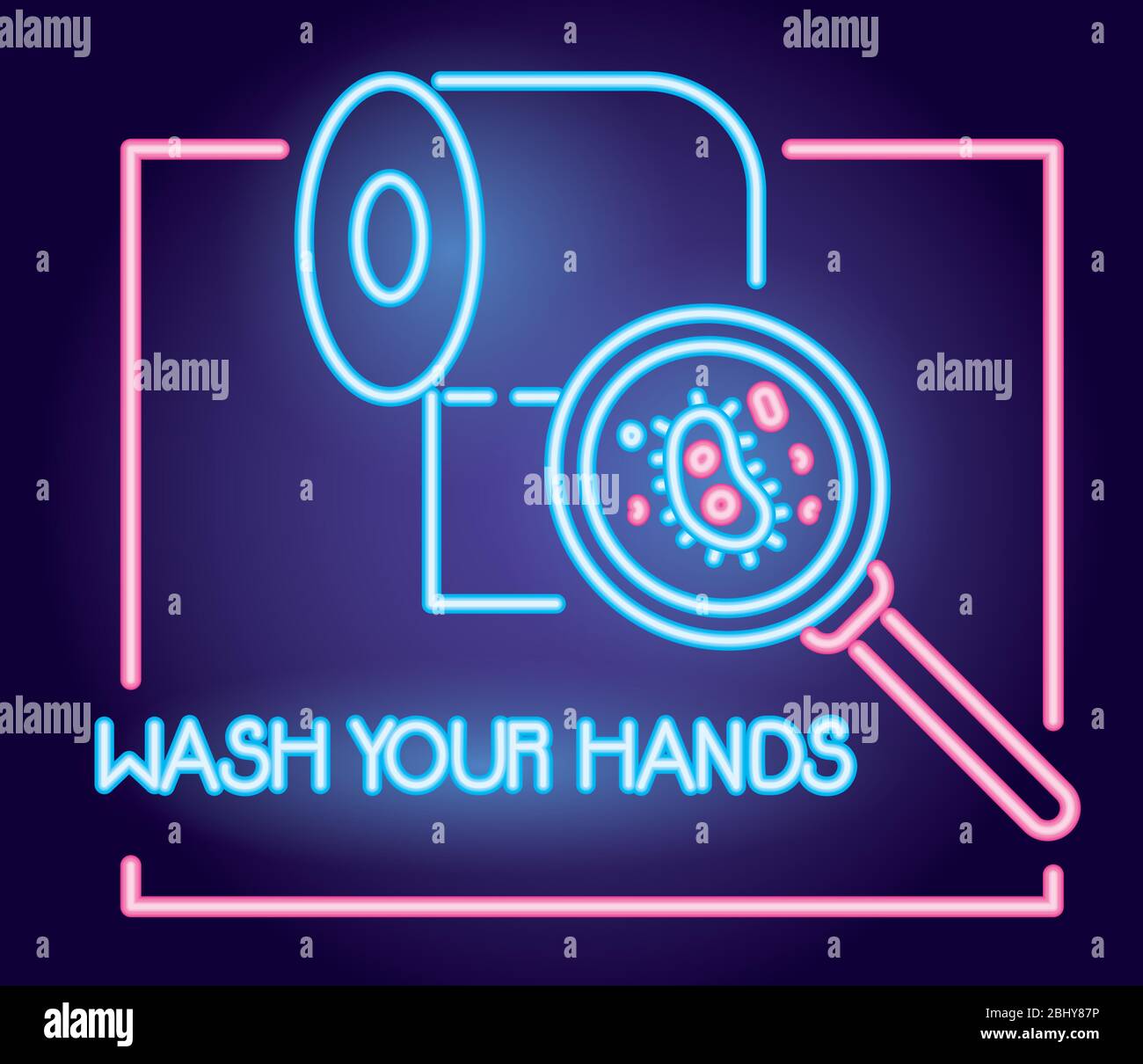 wash your hands for covid19 neon light style Stock Vector Image & Art ...