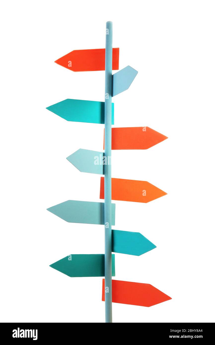 Direction signpost isolated on white Stock Photo - Alamy