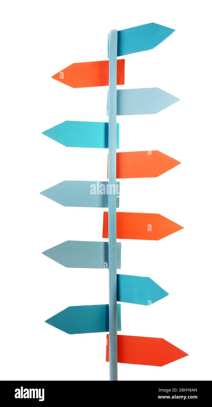 Direction signpost isolated on white Stock Photo - Alamy