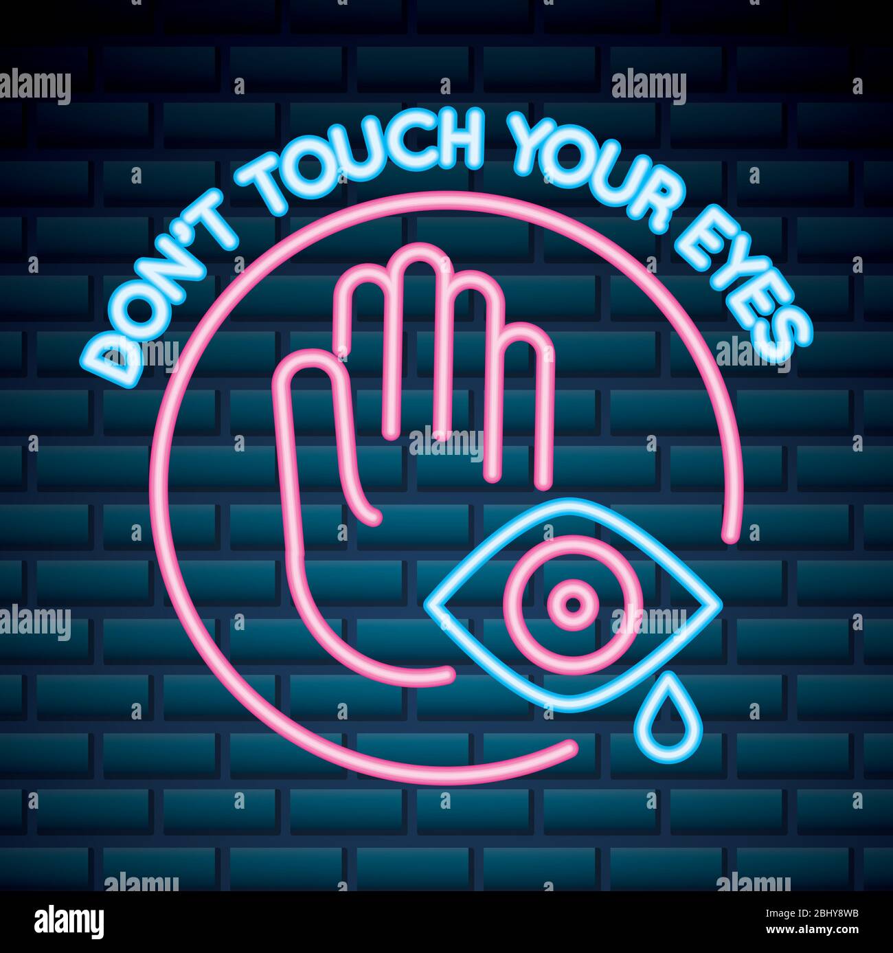 dont touch your eyes covid19 neon light style Stock Vector Image & Art ...