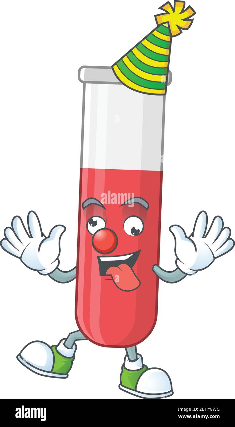 Amusing Clown red test tube cartoon character mascot style Stock Vector ...