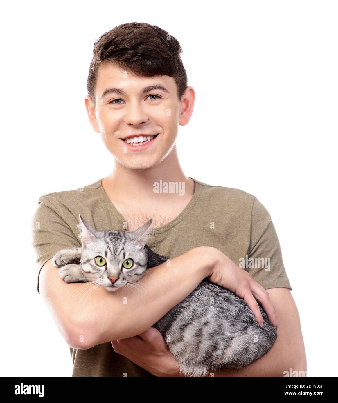 Male model holding cat hi-res stock photography and images - Alamy
