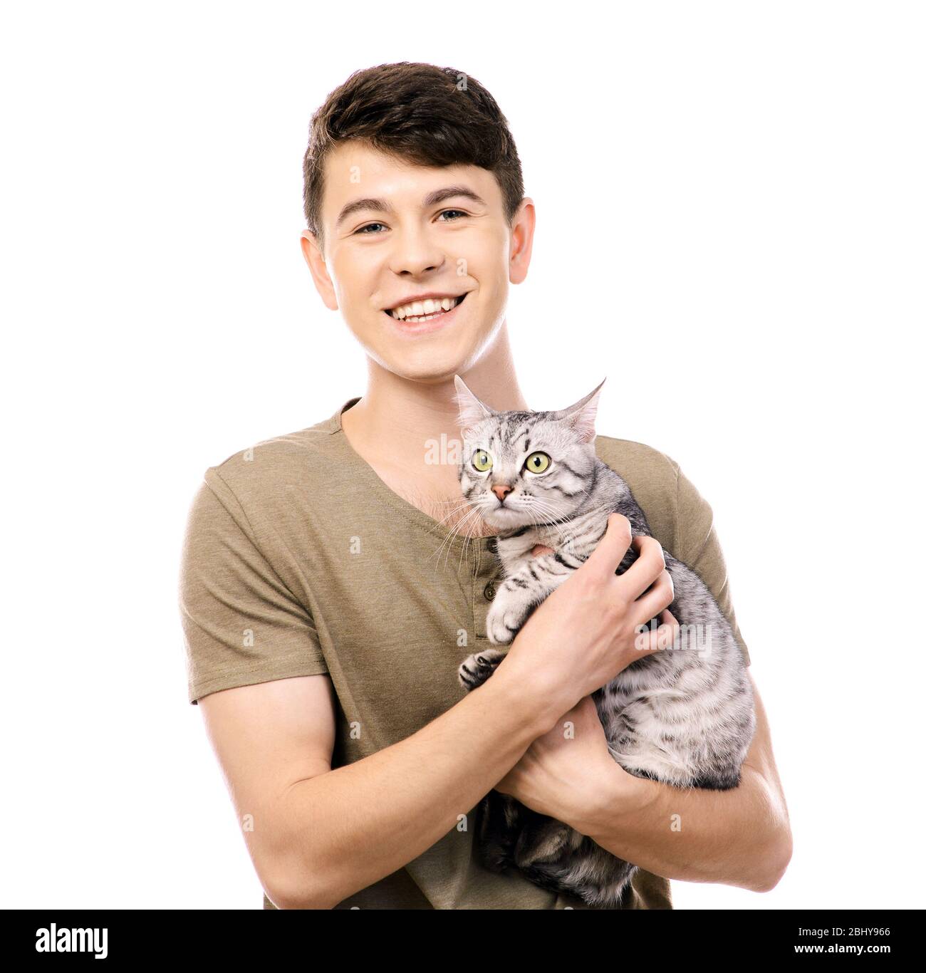 Male model holding cat High Resolution Stock Photography and Images - Alamy