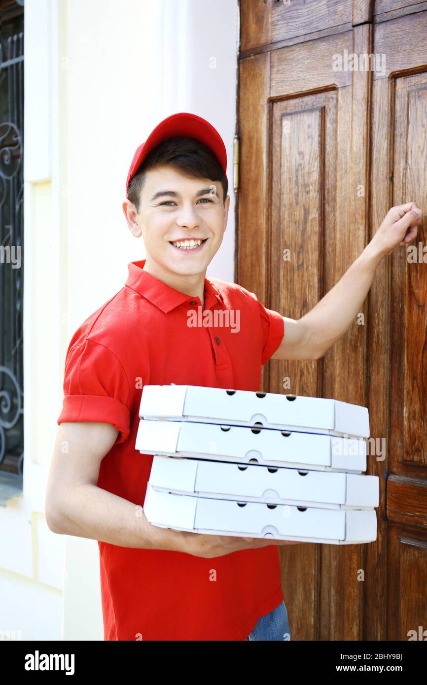 Boy knocking door hi-res stock photography and images - Alamy