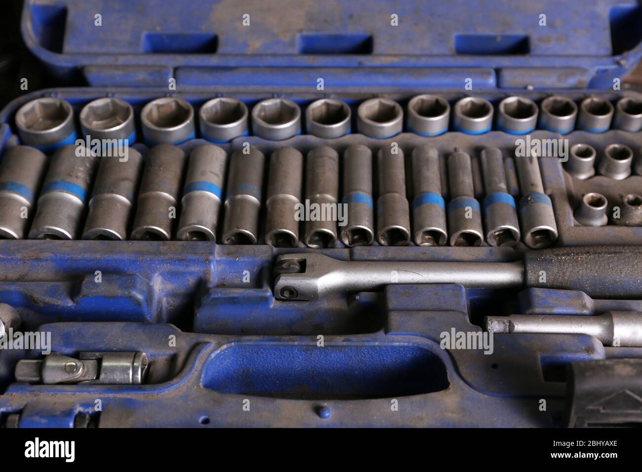 Set of tools in box close up Stock Photo - Alamy