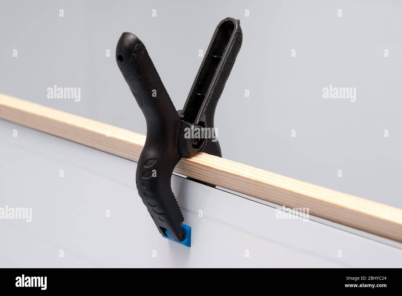 Tools collection - plastic clamp isolated on white background Stock ...