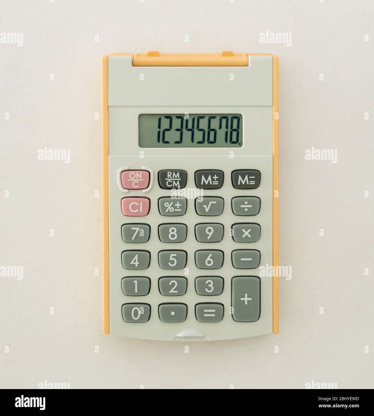 calculator on desk. view from top Stock Photo - Alamy