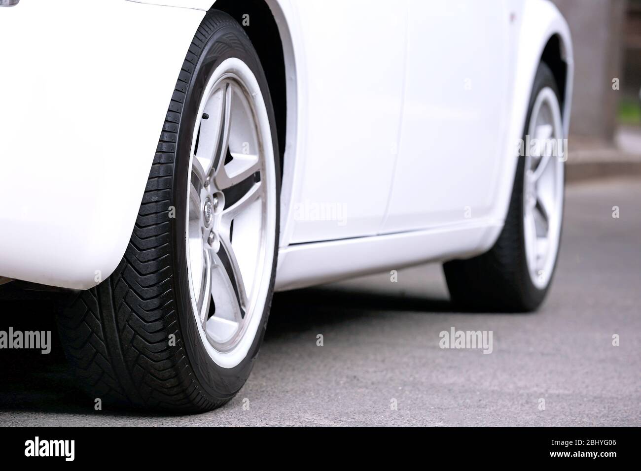 Car wheels outdoors close up Stock Photo - Alamy