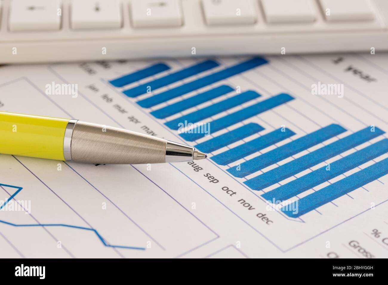 Business analysis charts report put on desk's manager Stock Photo - Alamy