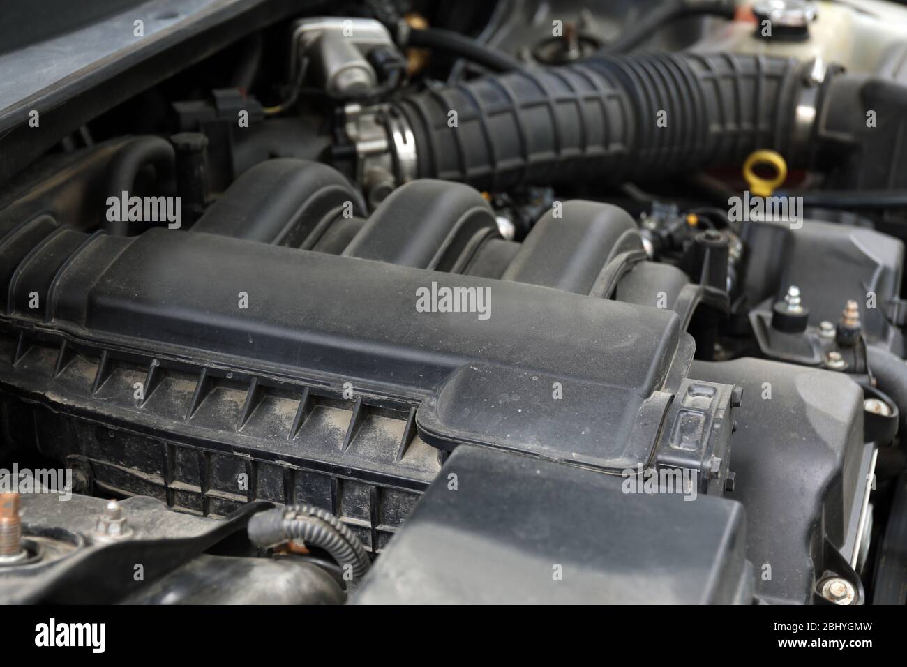 Engine under hood of car Stock Photo - Alamy