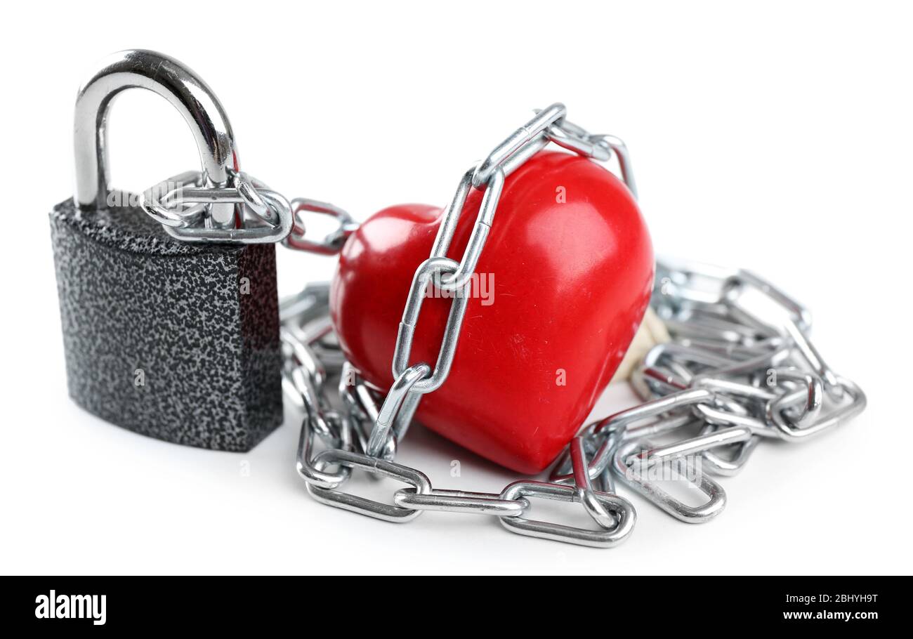 Heart shape with metal chain isolated on white Stock Photo - Alamy