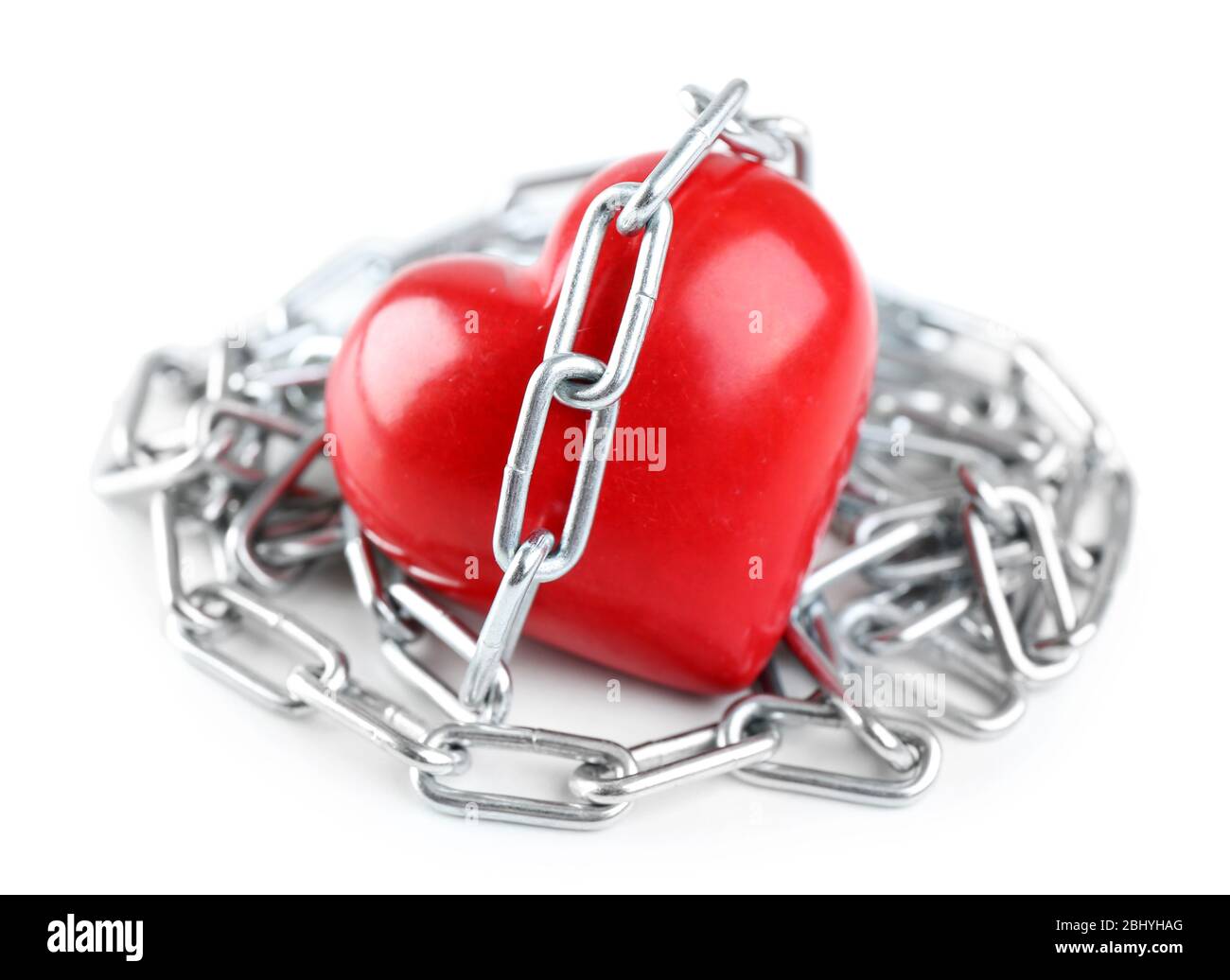 Heart shape with metal chain isolated on white Stock Photo - Alamy