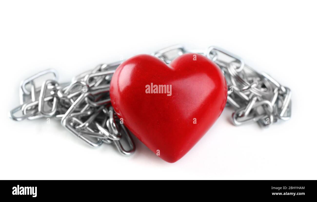 Heart shape with metal chain isolated on white Stock Photo - Alamy