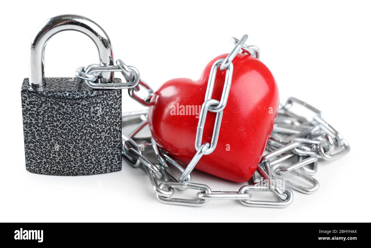 Heart shape with metal chain isolated on white Stock Photo - Alamy