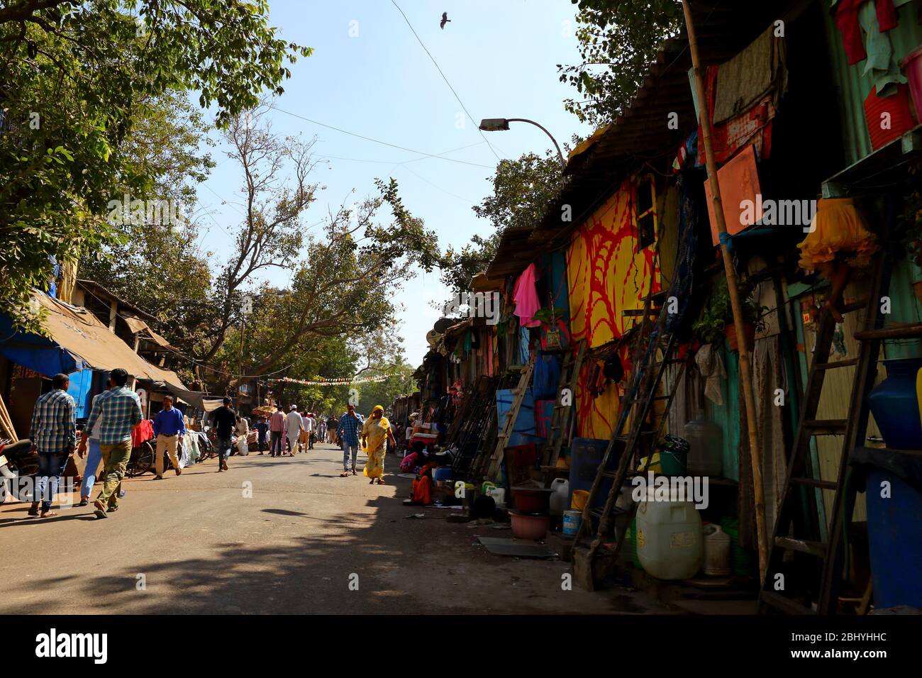 MUMBAI, INDIA - February 7, 2019: street view of Dharavi Slum near ...
