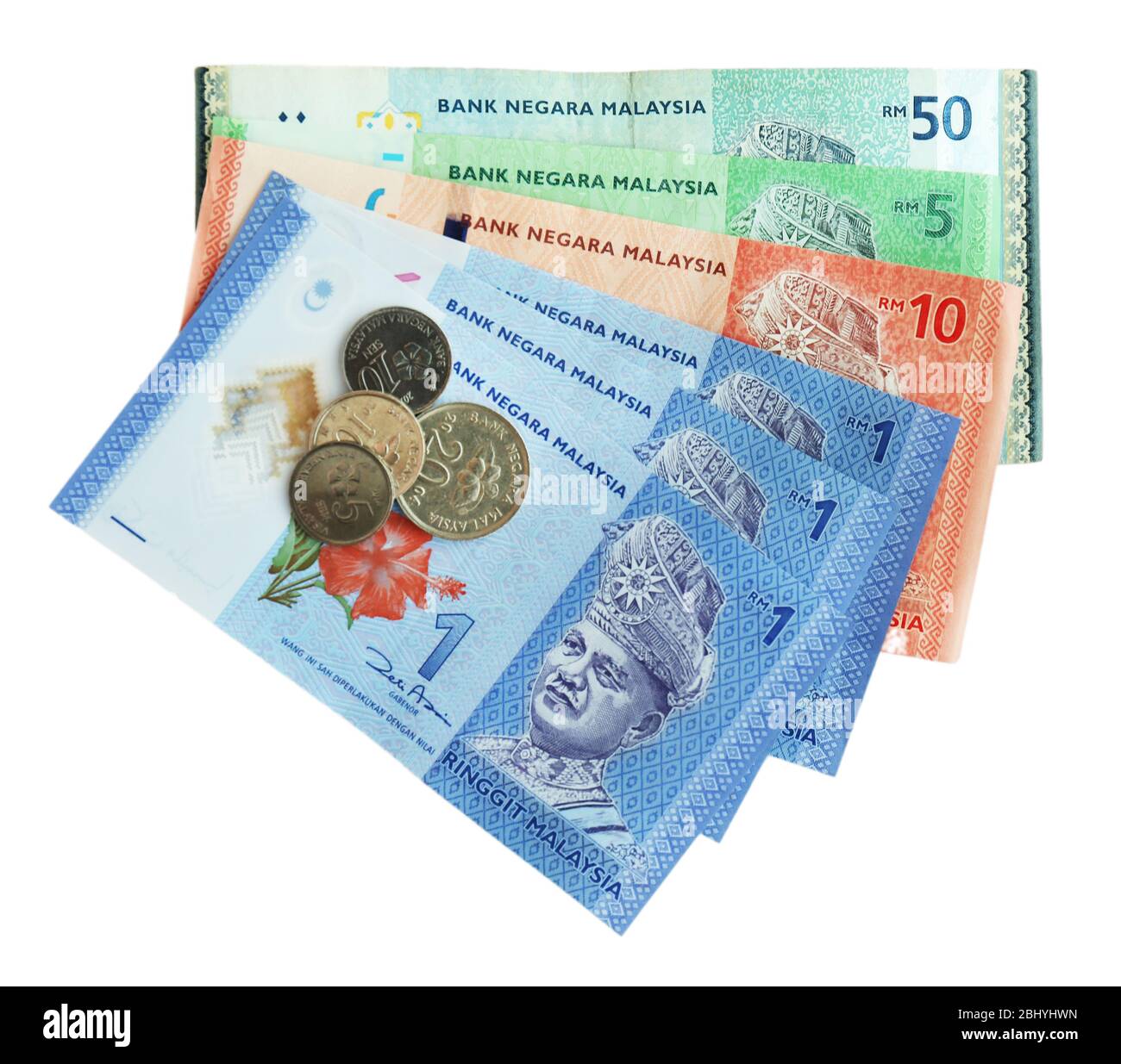 Money banknotes and coins isolated on white Stock Photo - Alamy