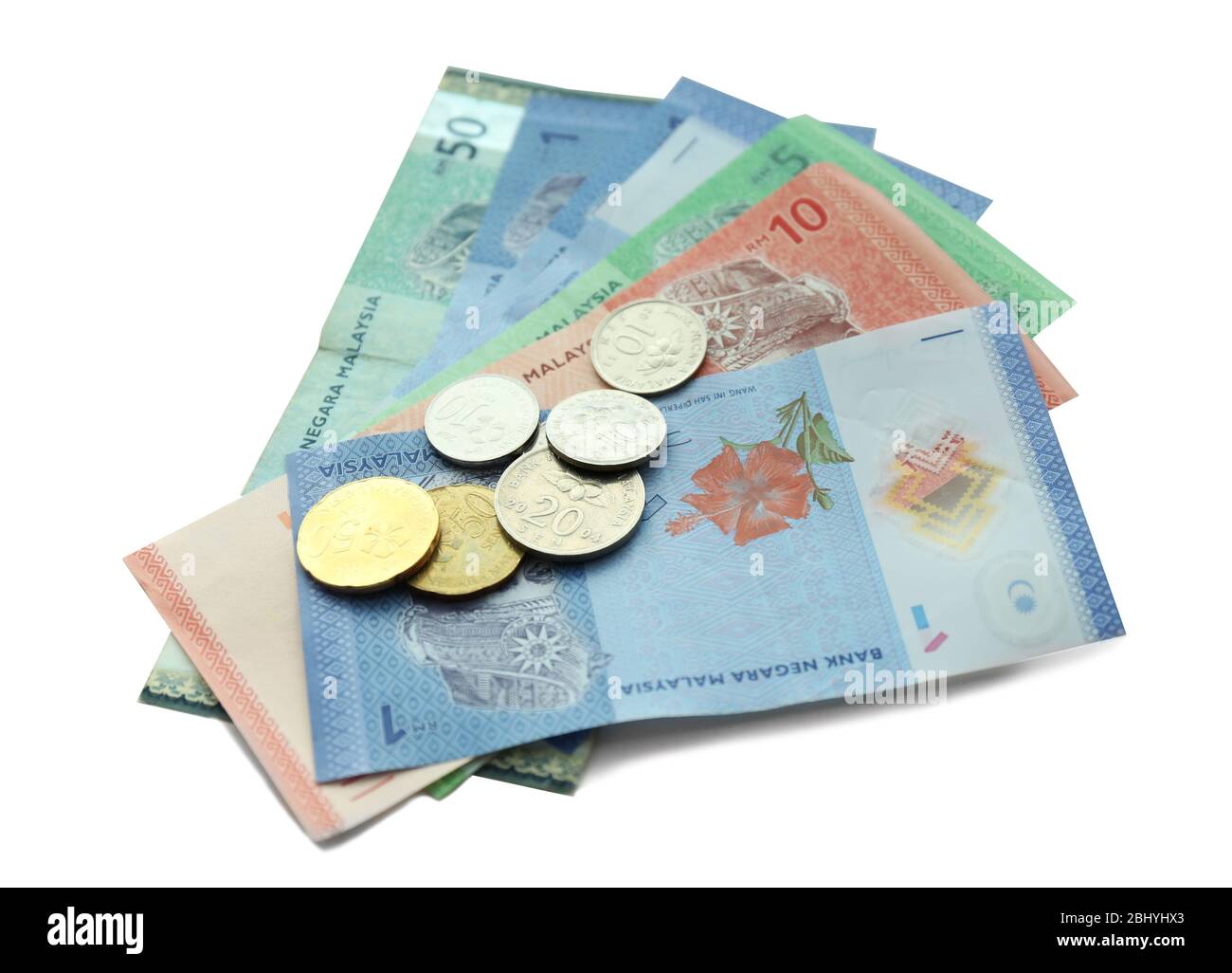 Money banknotes and coins isolated on white Stock Photo - Alamy